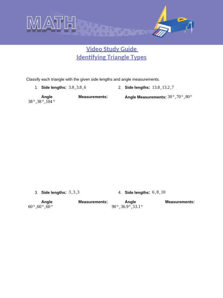 5 7 Identifying Triangle Types Study Guide | PDF