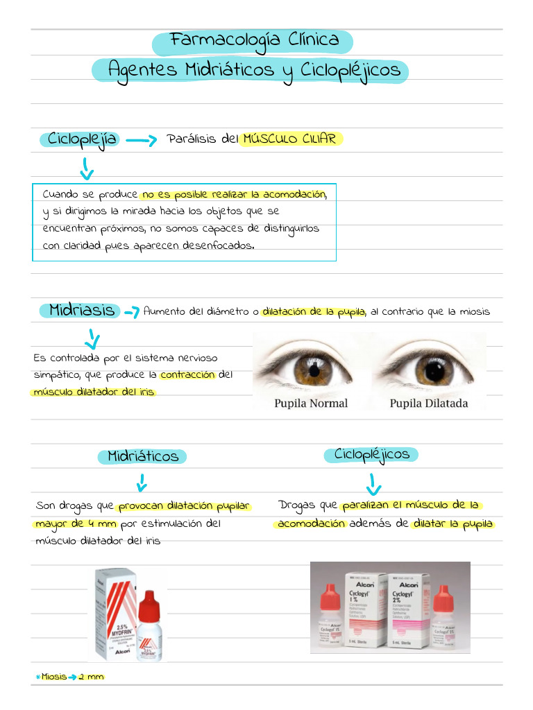 Agentes Midriáticos y Ciclopléjicos en Farmacología | PDF | Acetilcolina