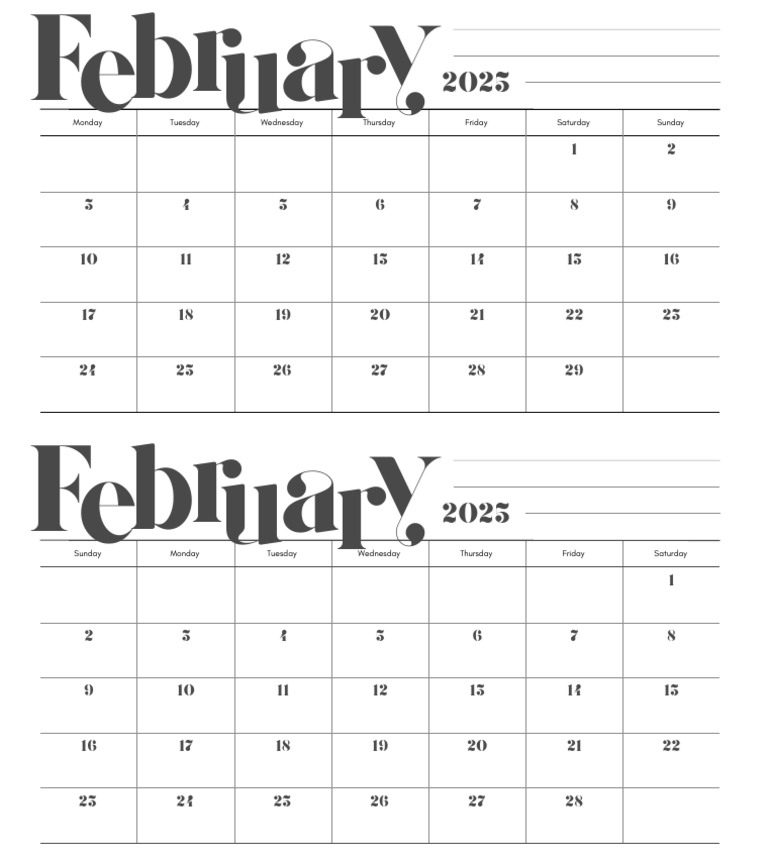 2025 Minimalist Monthly Calendar | PDF