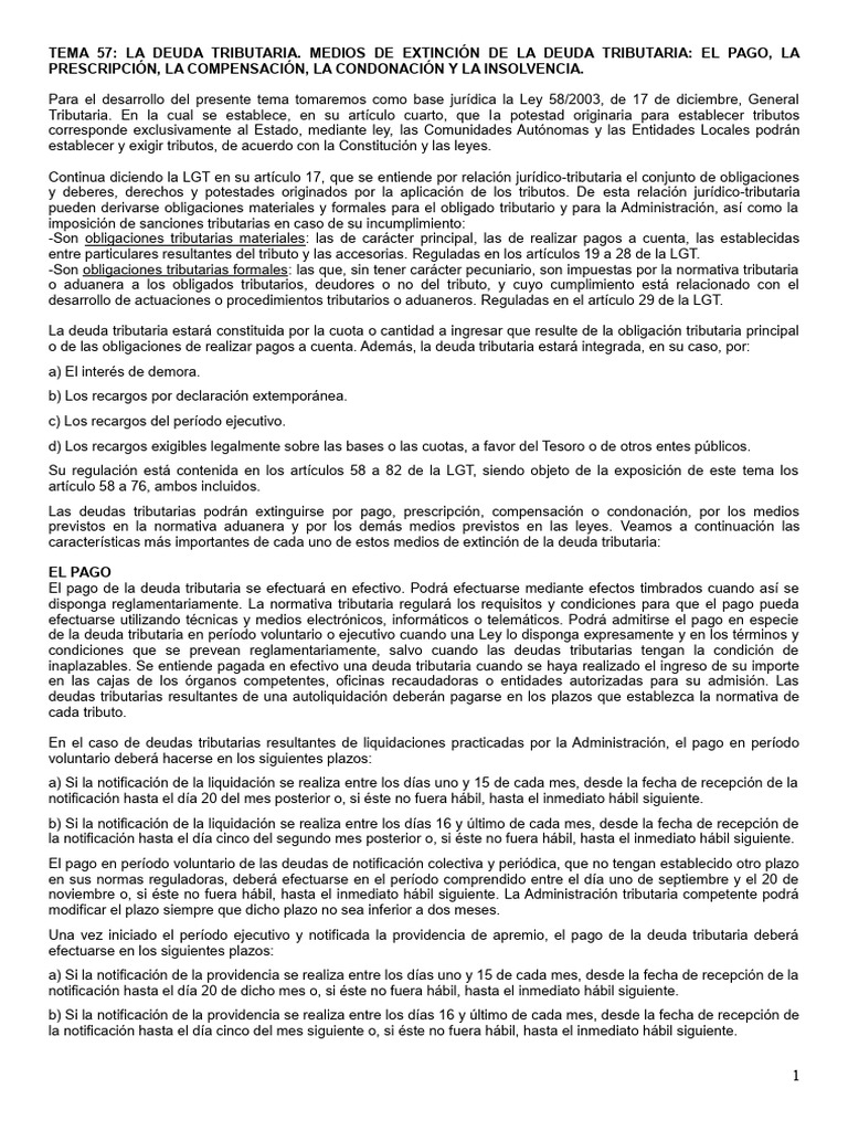 Tema 57 | PDF | Pagos | Estatuto de limitaciones