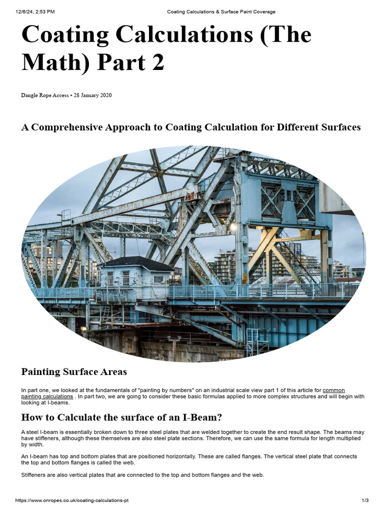 Coating Calculations & Surface Paint Coverage | PDF | Area