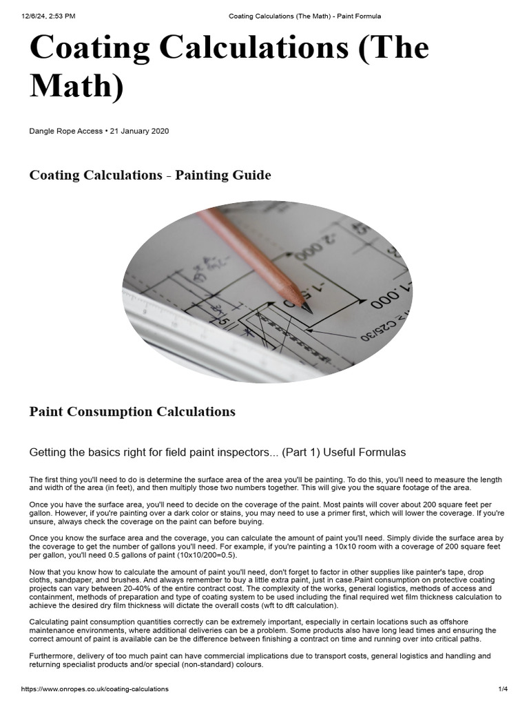 Paint & Coating Calculations Guide | PDF | Coating | Paint