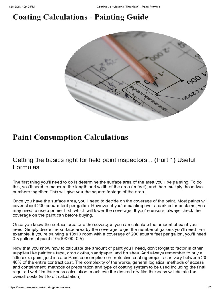 Paint Consumption Calculation Guide | PDF | Coating | Area