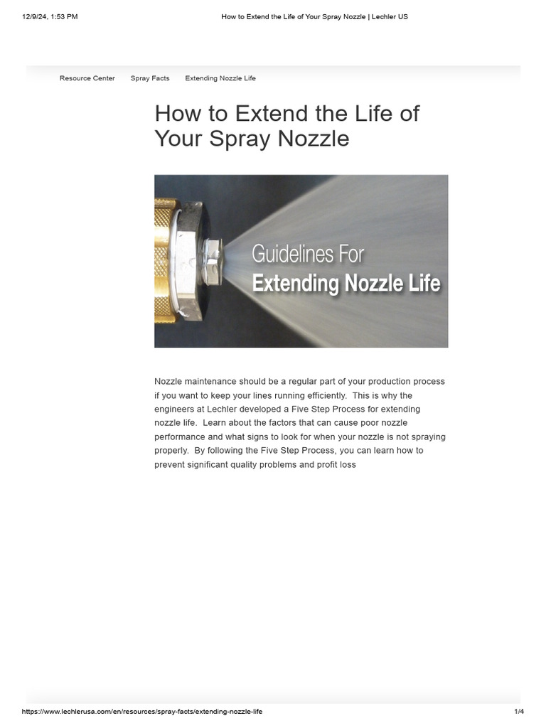 Extend Spray Nozzle Life: 5 Steps | PDF | Filtration