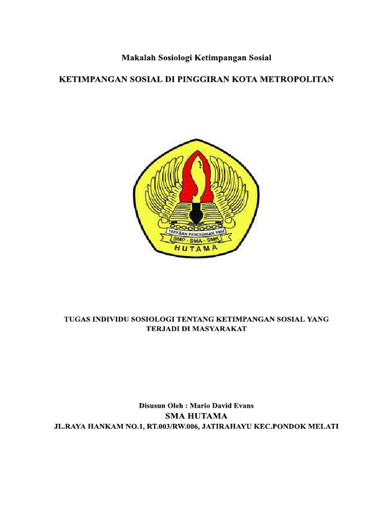 Makalah Sosio Ketimpangan Sosial | PDF