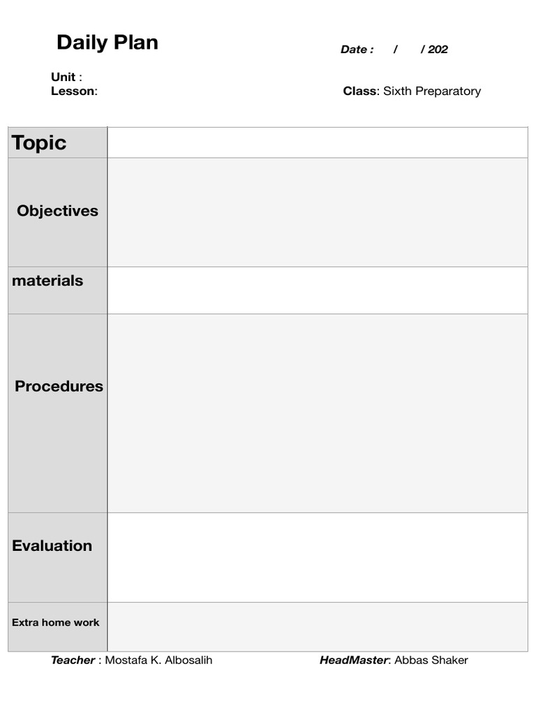 The Daily Plan | PDF