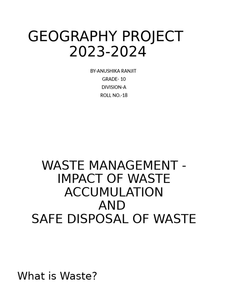 Geography Project: Waste Management | PDF