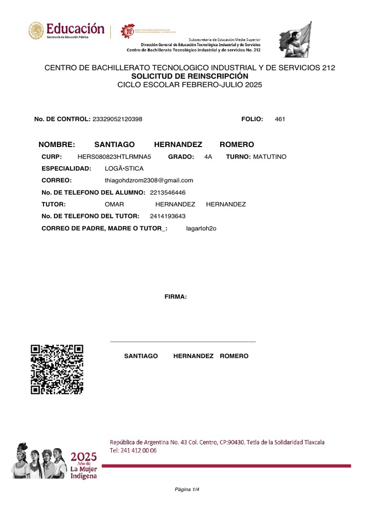 Solicitud de Reinscripción CBTIS 212 | PDF | Bancario | Servicios ...