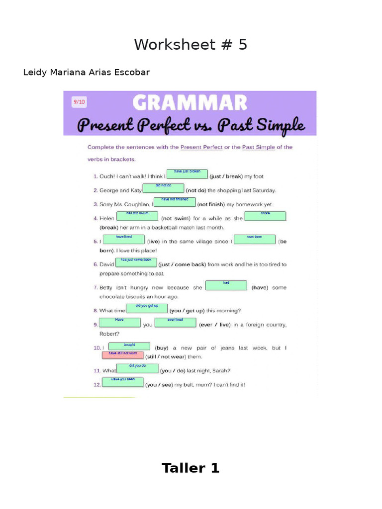 English Grammar Worksheet Exercises | PDF