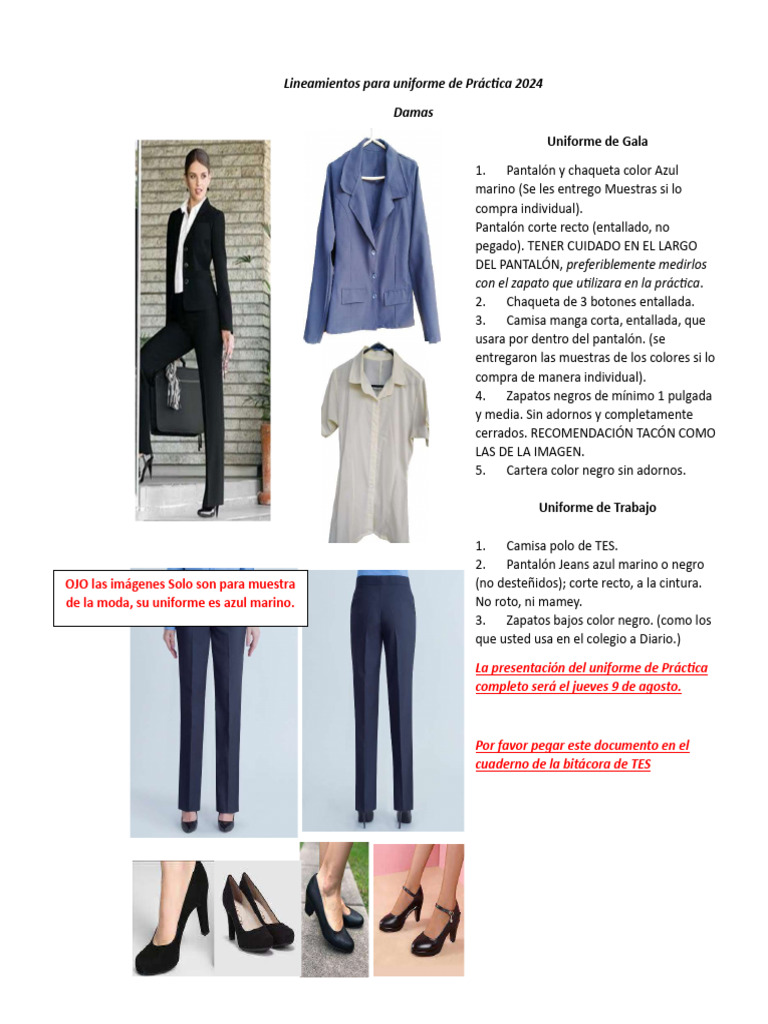 Llineamientos Uniforme Practica Chicas | PDF | Ropa | Moda