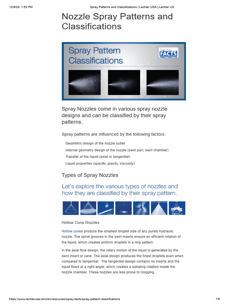 Spray Patterns and Classifications - Lechler USA - Lechler US | PDF ...