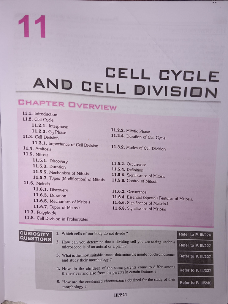 Biology - Chapter-11 Cell Cycle and Cell Division | PDF