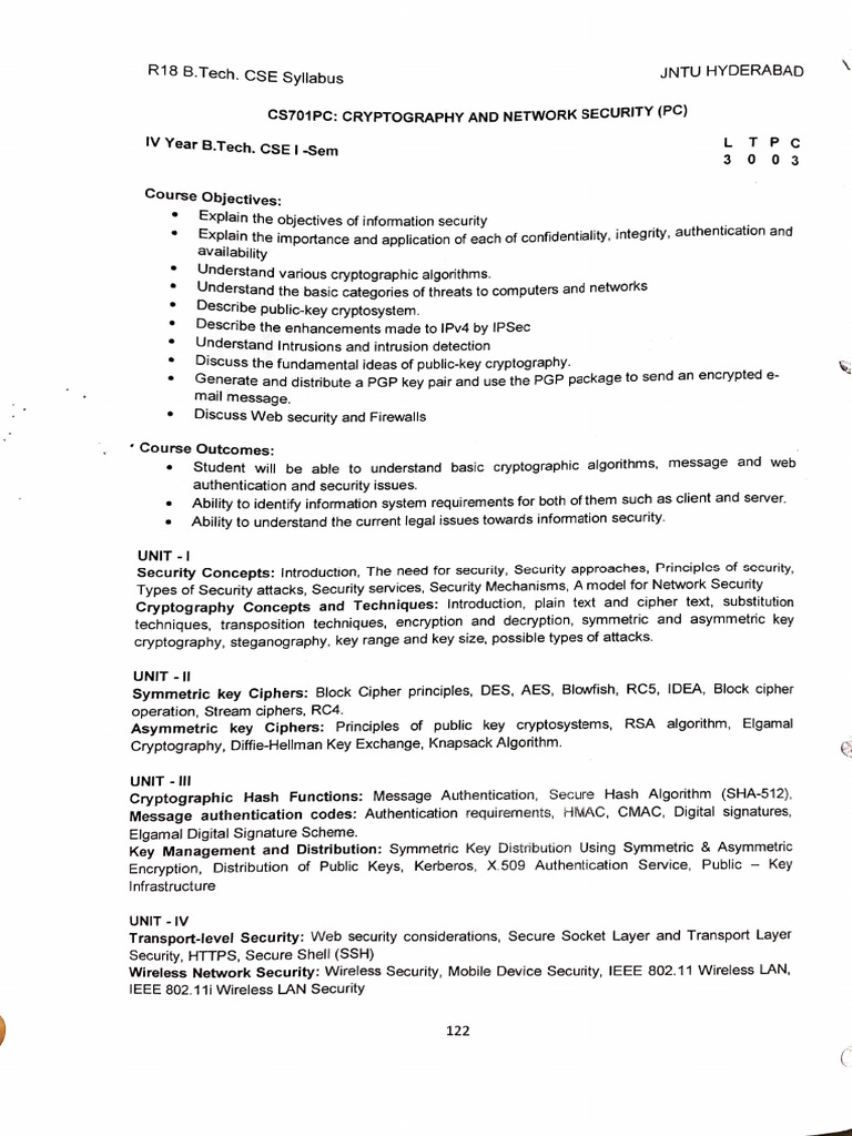 4-1 Syllabus | PDF | Cryptography | Public Key Cryptography