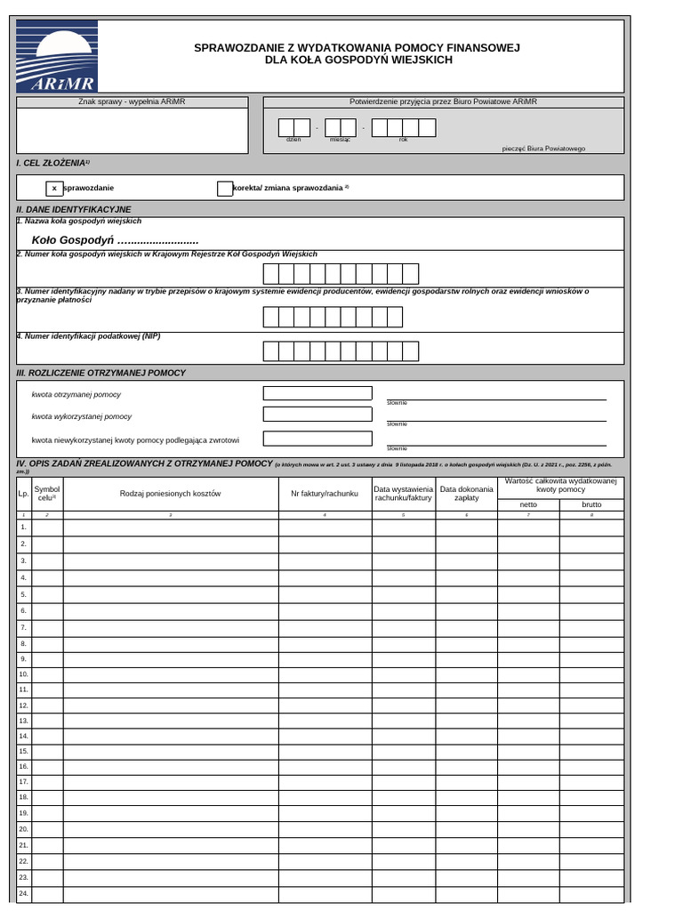 3 - Sprawozdanie - Z - Wydatkowania - Pomocy - KGW - 2023 35 Pozycji | PDF