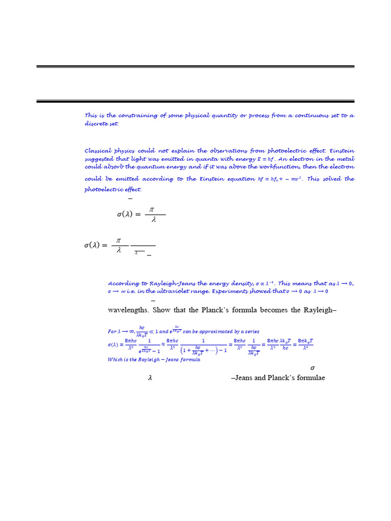 Cat I Phy 314 Suggested Solutions | PDF | Quantization (Physics) | Photoelectric Effect