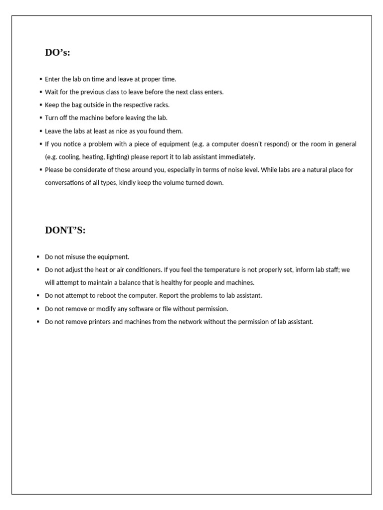 Do S and Donts | PDF