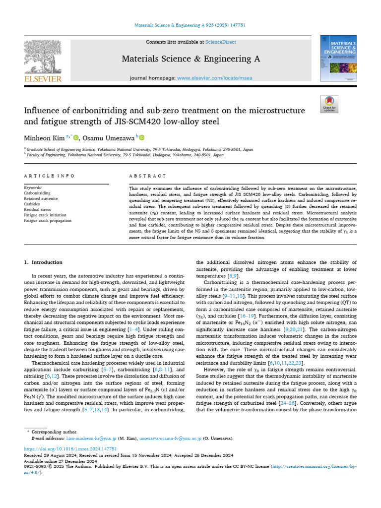 Influence of Carbonitriding and Sub-Zero Treatment On The ...