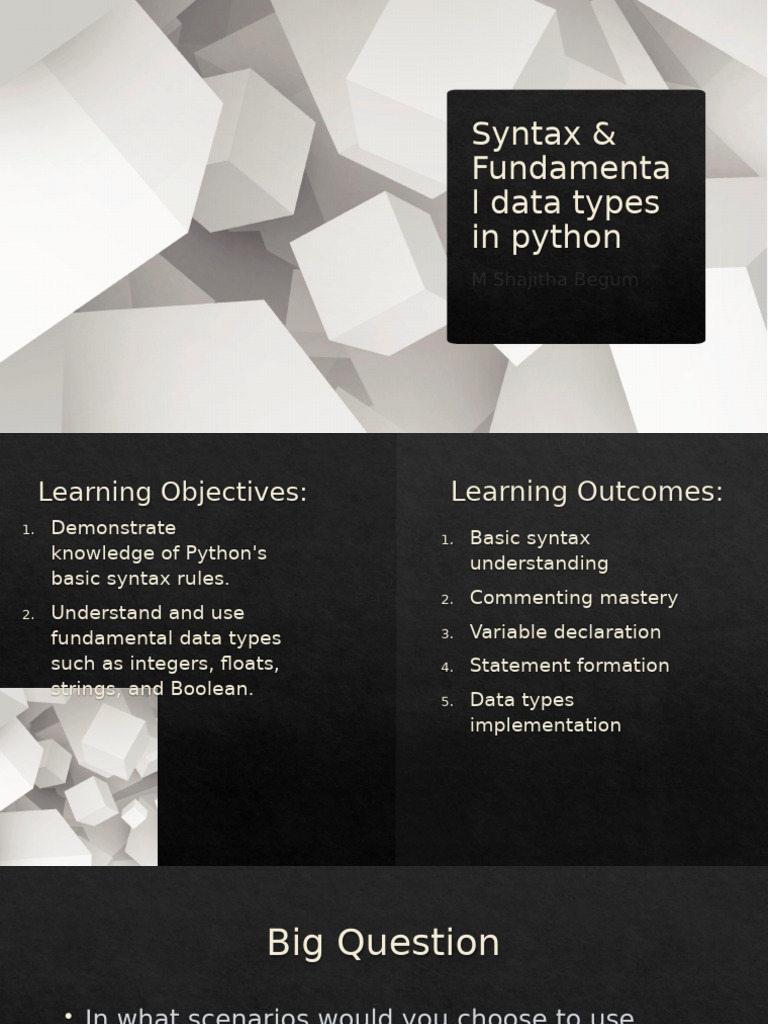 Syntax & Fundamental Data Types in Python - 2 Updated | PDF | Python ...