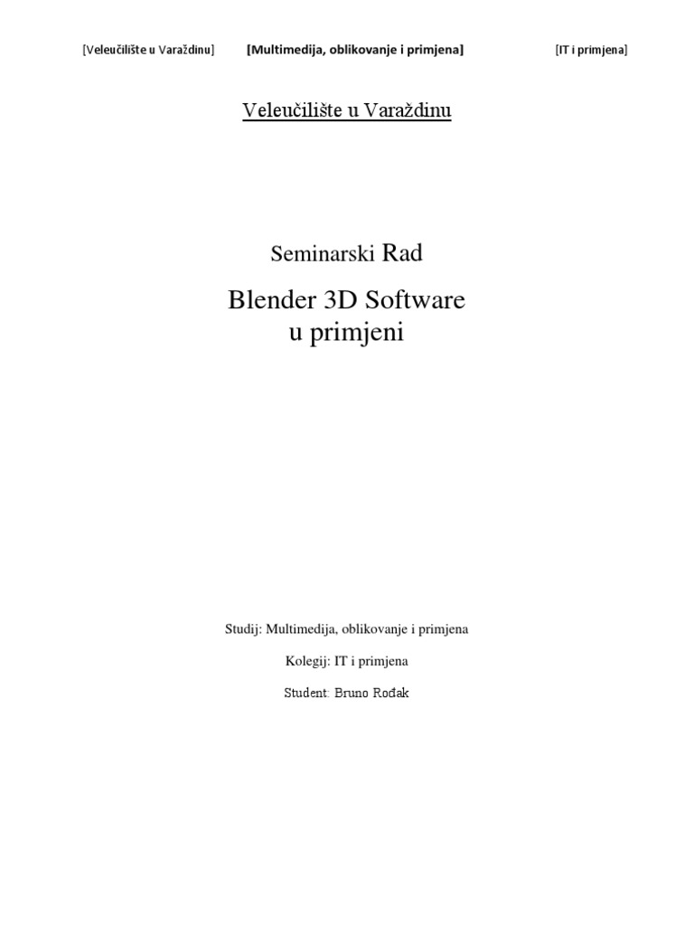 Blender 3D Software U Primjeni | PDF