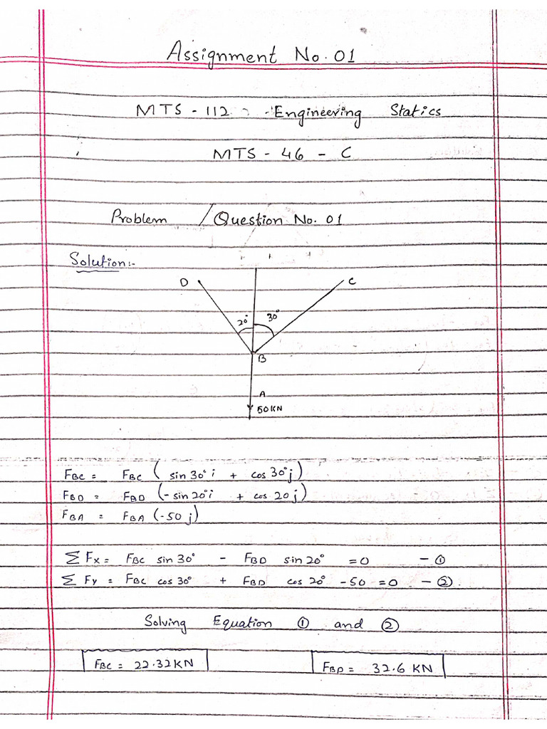 Engineering Statics Assignment 1 | PDF