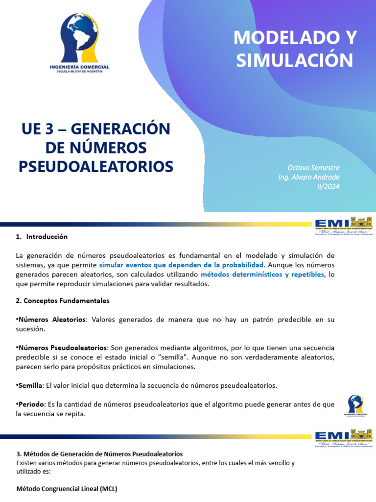 TEMA 3 - NUM PSEUDOALEATORIOS | PDF | Simulación | Aleatoriedad