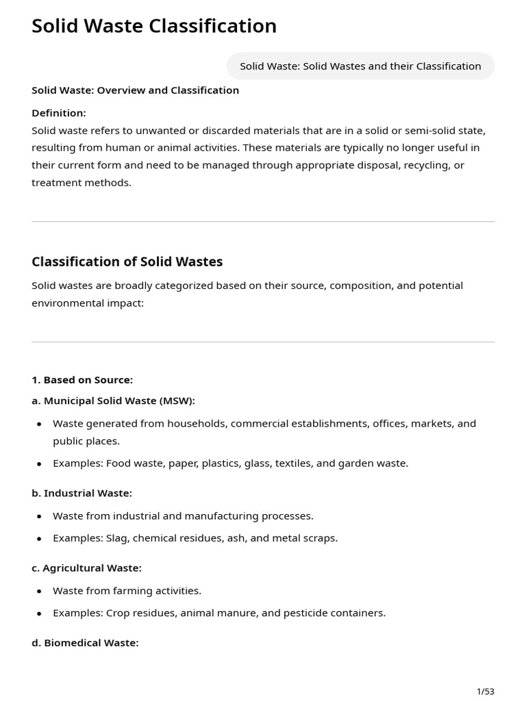 Solid Waste Classification | PDF | Waste Management | Waste