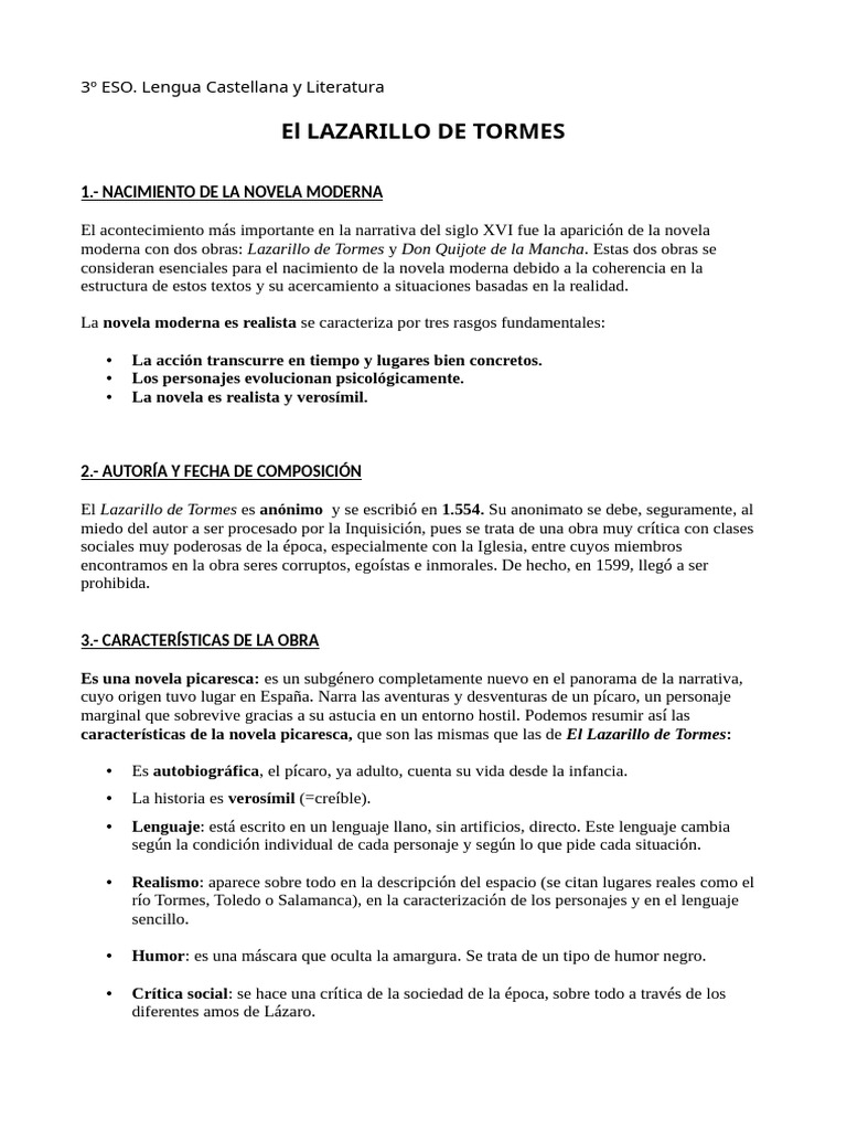Lazarillo de Tormes | PDF | Novelas