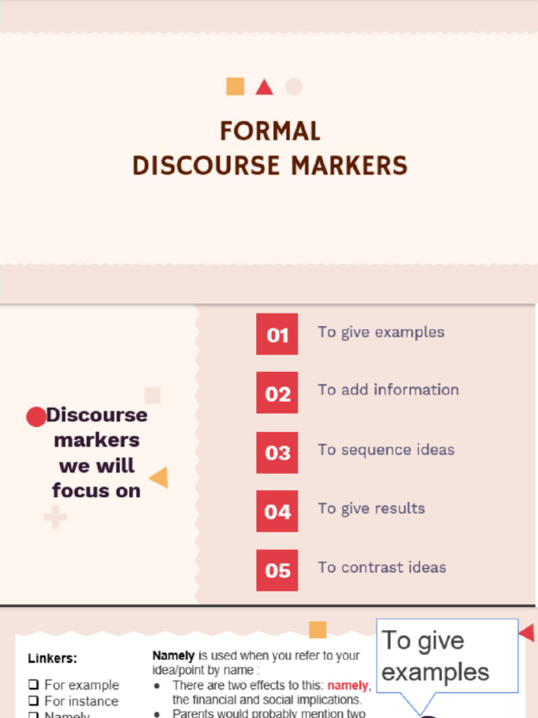 Formal Discourse Markers | PDF