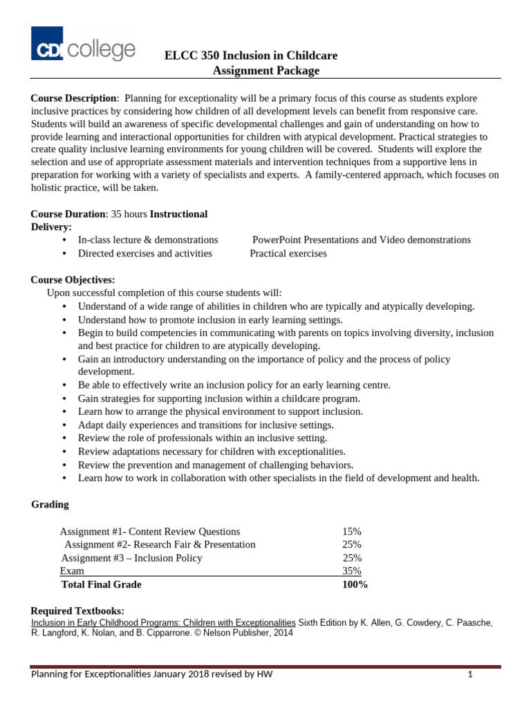 Assignment Package Inclusion 350 February 2022 | PDF | Inclusion ...