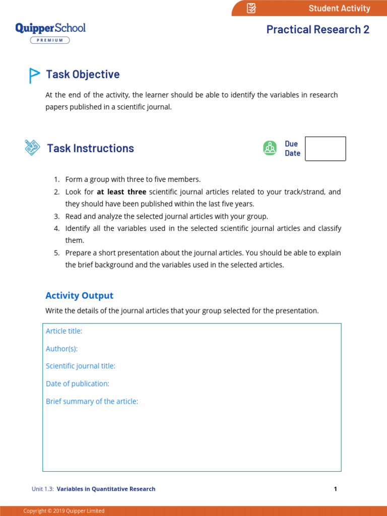 FINAL (SA) - PR2 11 - 12 - 11 - 12 UNIT 1 - LESSON 3 - Variables in Quantitative Research | PDF ...