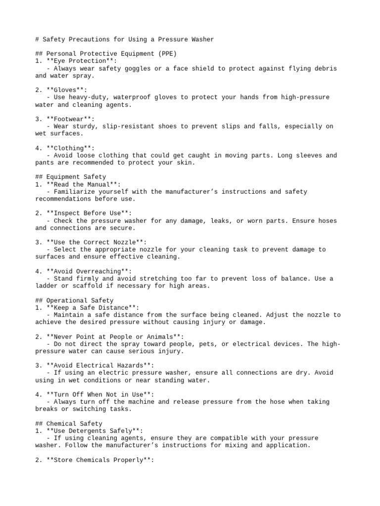 Safety Precautions For Using A Pressure Washer | PDF | Washing Machine ...