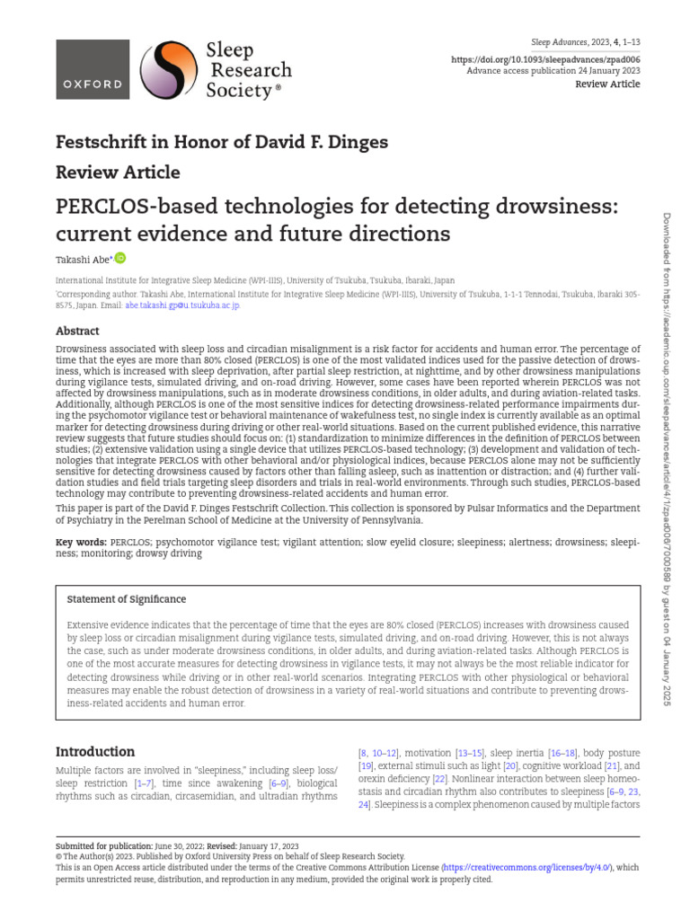 PERCLOS-based technologies for detecting drowsiness; current evidence ...