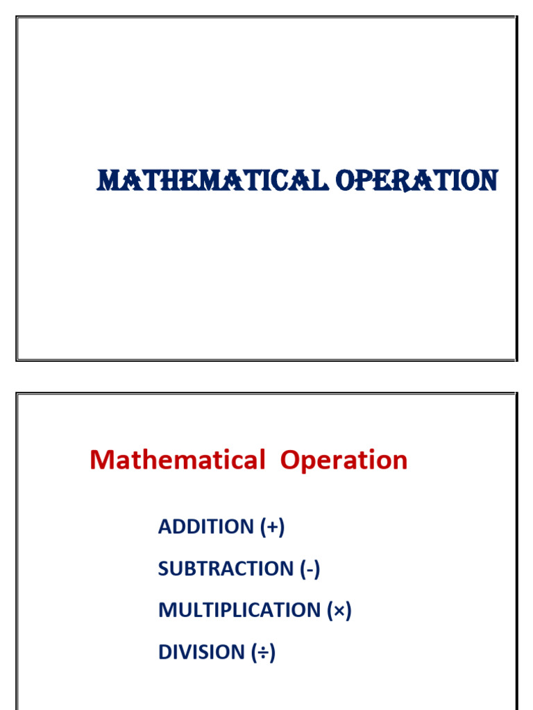 Mathematical Operation - Class | PDF | Subtraction | Mathematical Objects