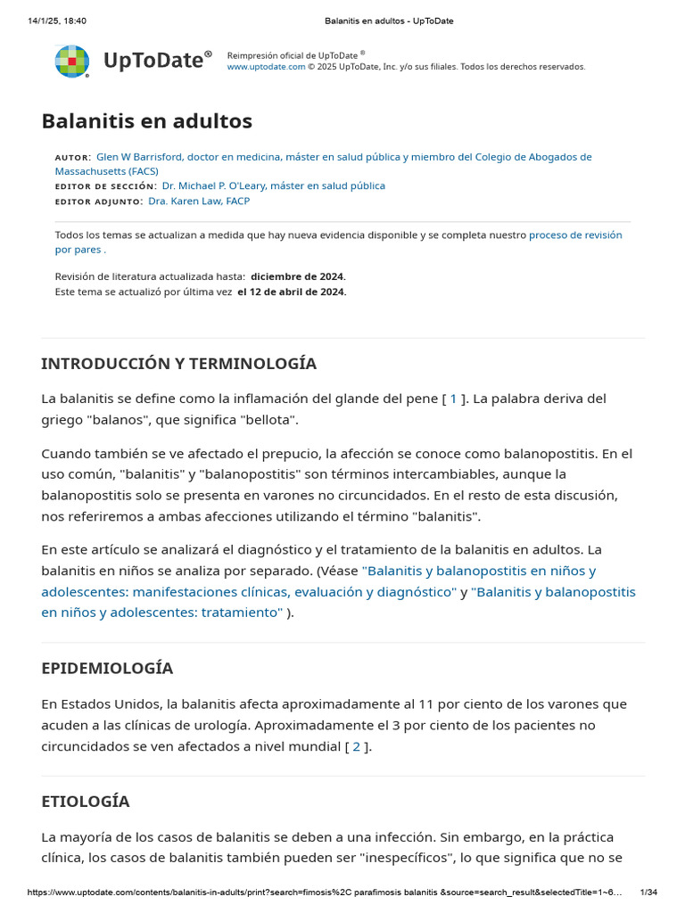 Balanitis en Adultos - UpToDate | PDF | Circuncisión | Medicina