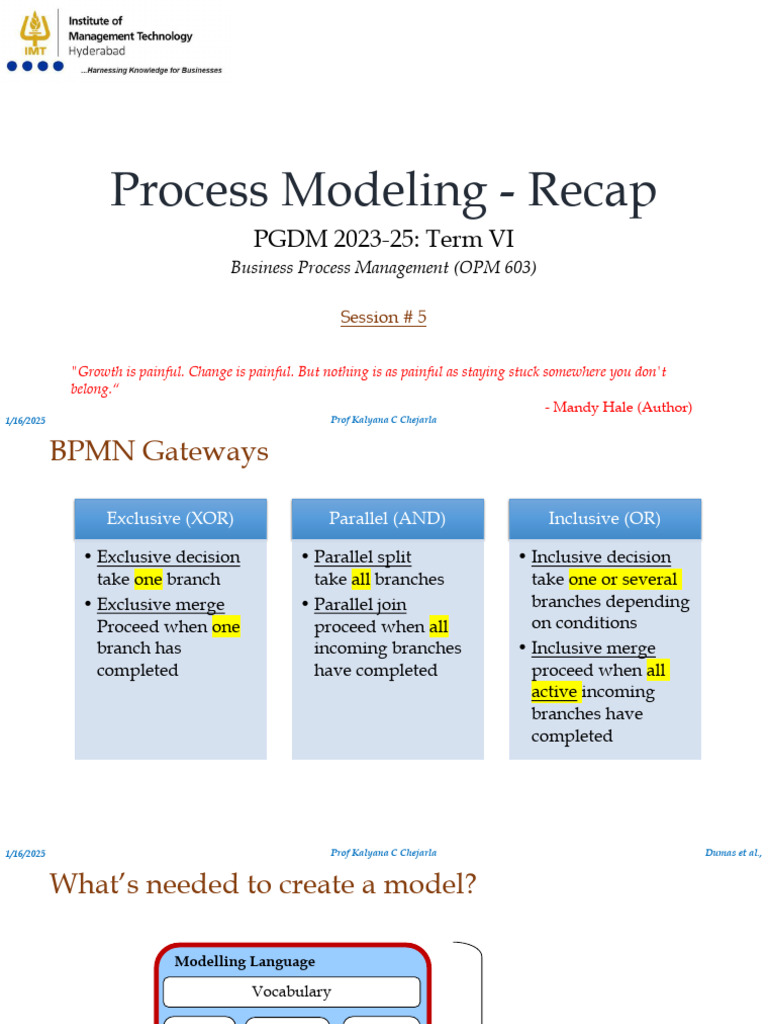 Process Modeling Recap PGDM 2024-25 | PDF | Phrase | Verb