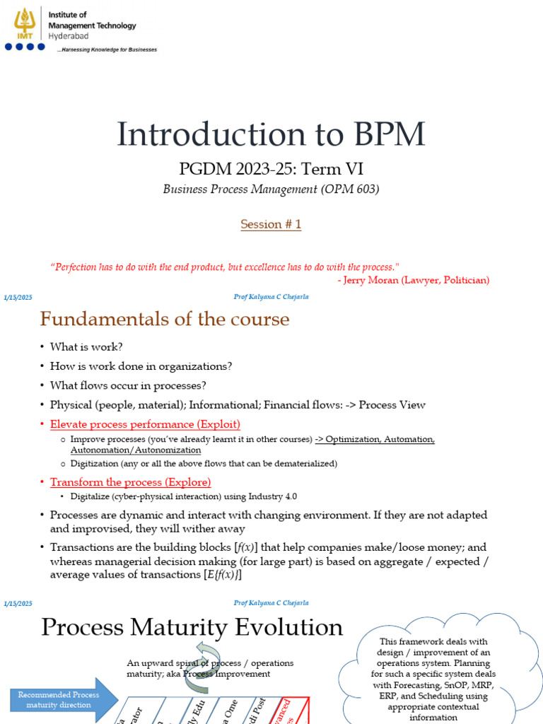 Introduction To BPM PGDM 2024-25 | PDF | Business Process | Business Process Management