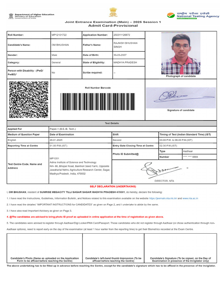 AdmitCard 250311126872 | PDF