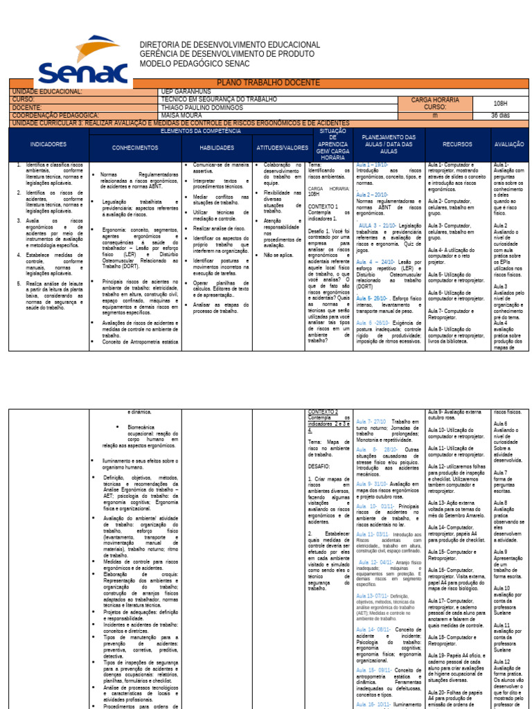 Plano de Aula Senac Uc3 | PDF