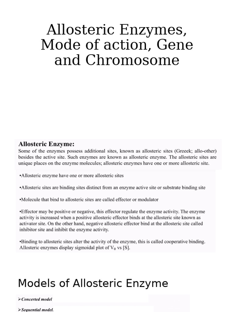 Allosteric Enzymes, Mode of Action, Gene | PDF | Enzyme Inhibitor | Dna