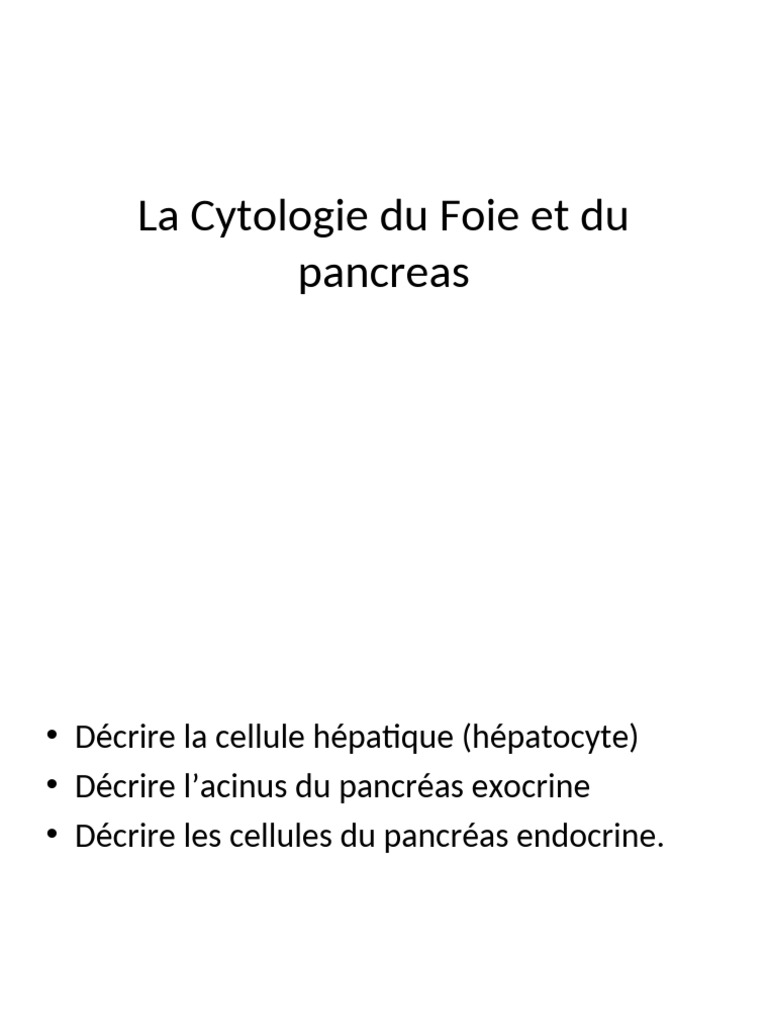 Cytologie du foie et du pancréas | PDF | Pancréas | Noyau (biologie)
