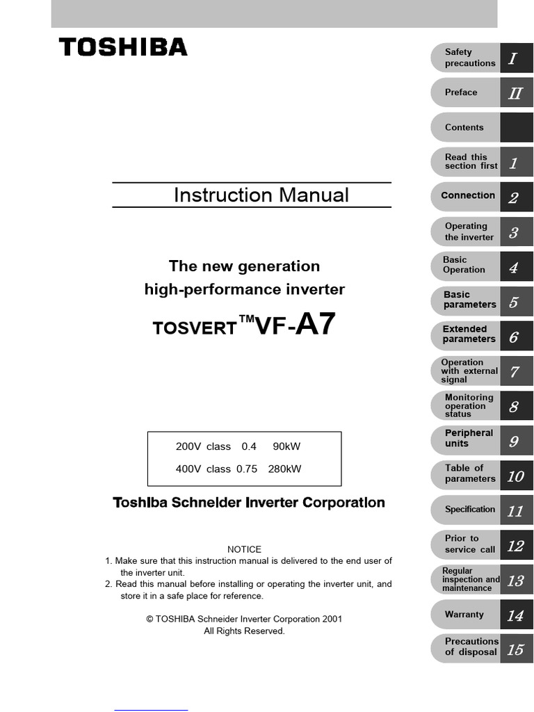Manual Inversor de Frequencia Toshiba - VF-A7 | PDF | Power Inverter | Power Supply