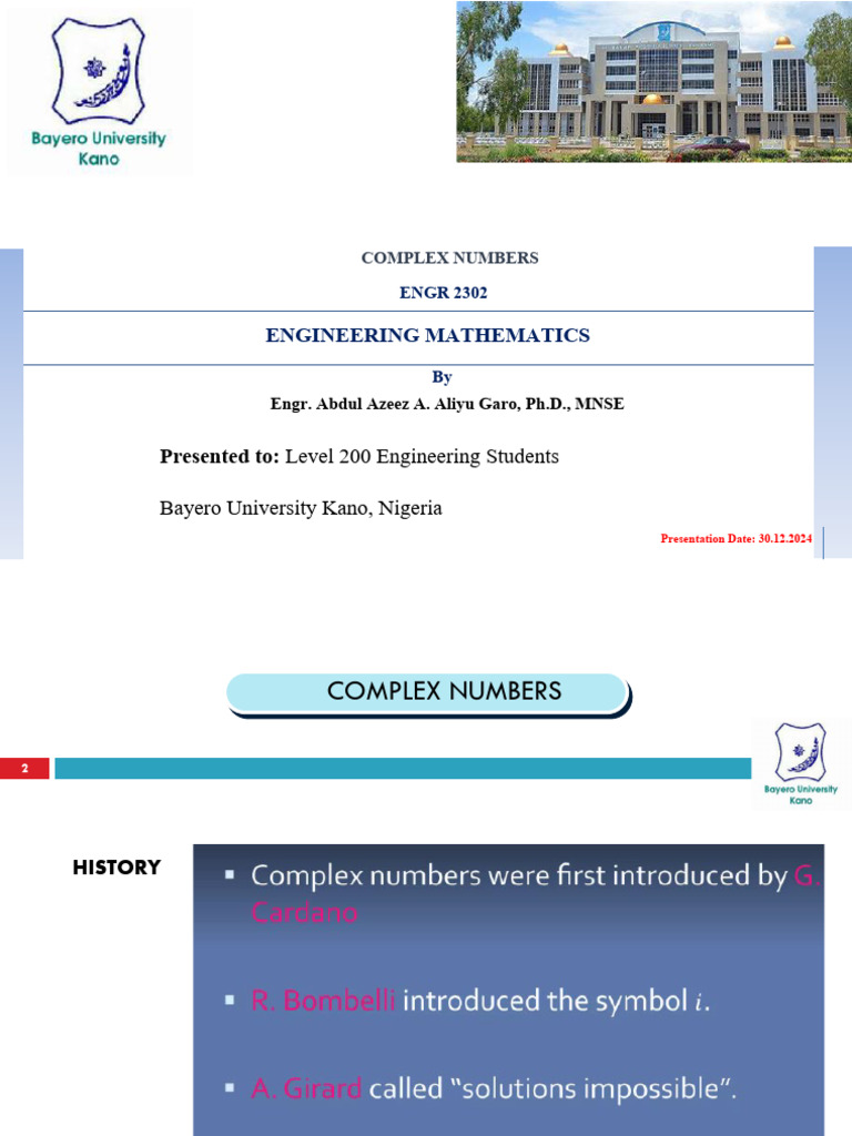 Egr 2302 - Complex Number and Fourier Series | PDF | Complex Number ...