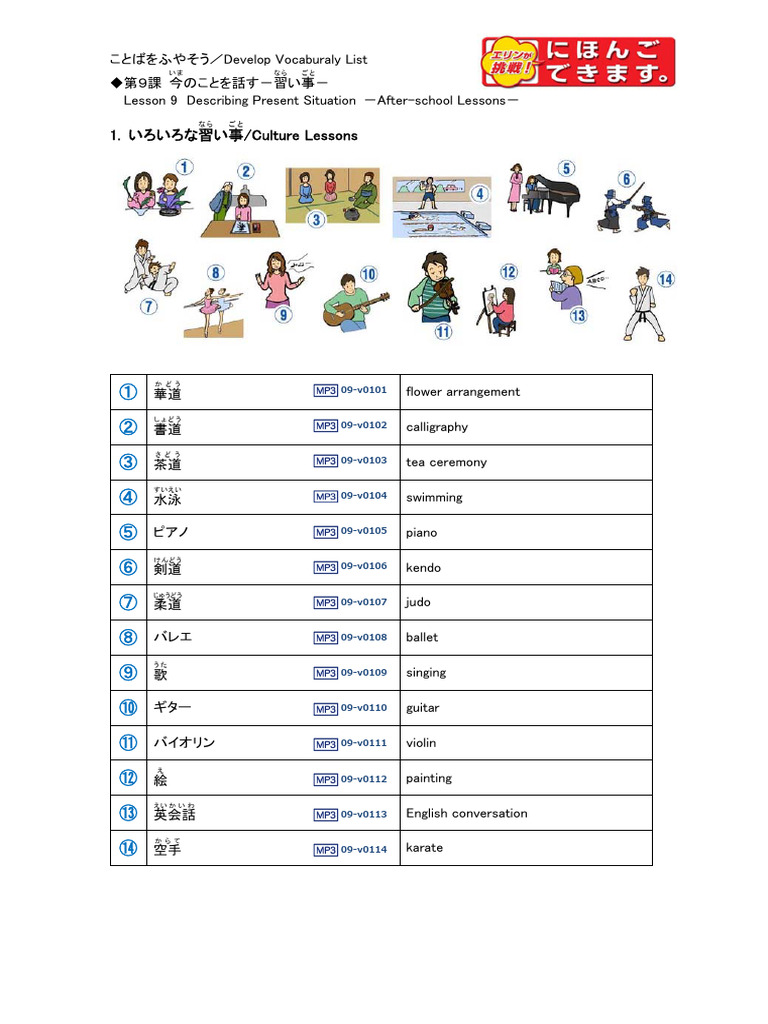 Erin Lesson09 Vocabulary List | PDF