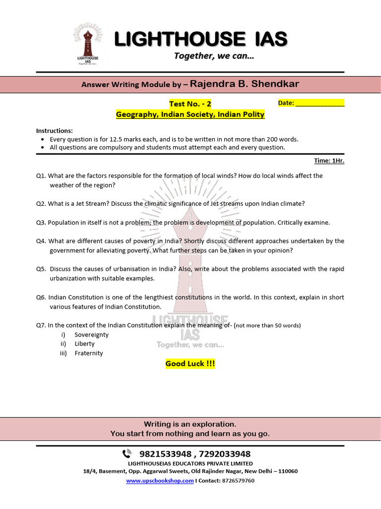 Answer Writing Test - 2 | PDF
