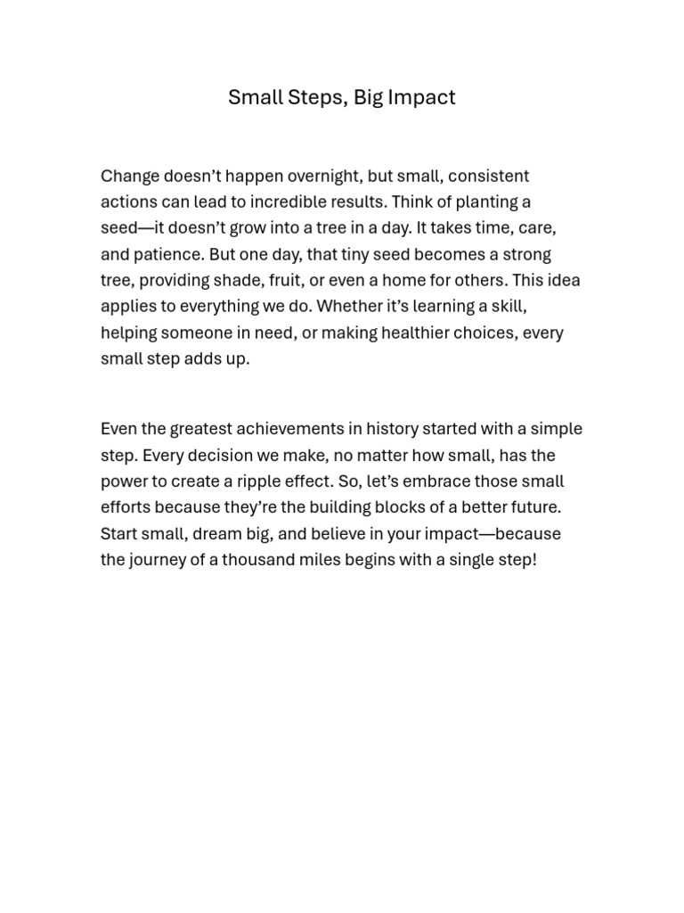 Small Steps for Big Change | PDF