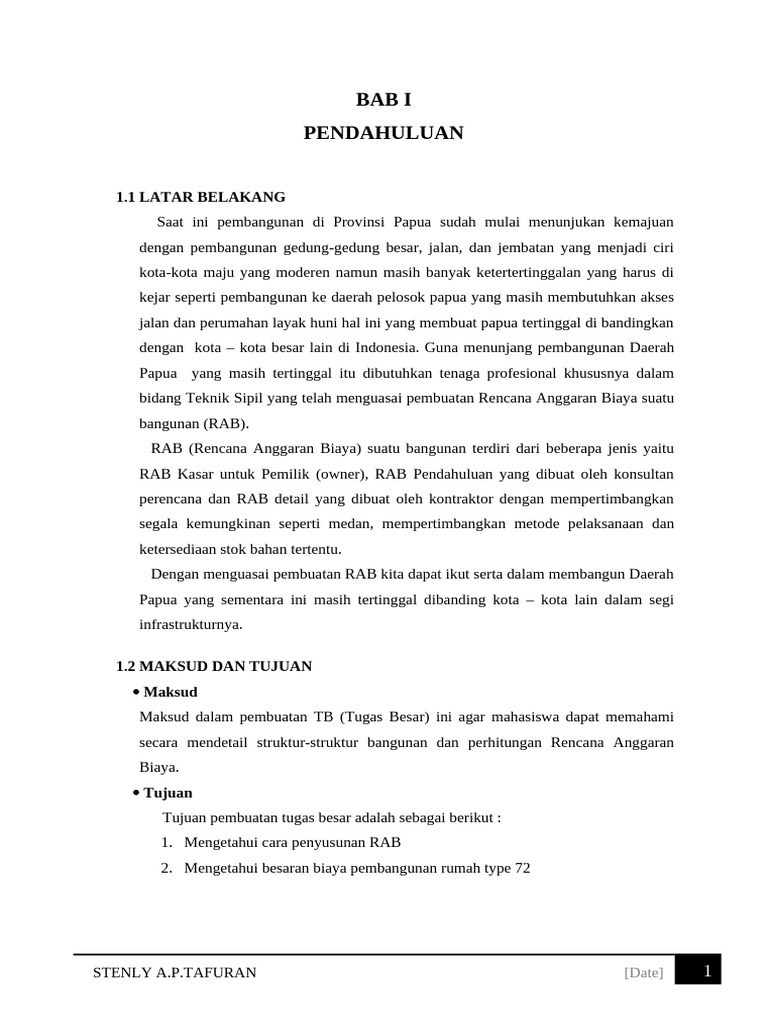 Bab I-V Laporan (RAB) | PDF