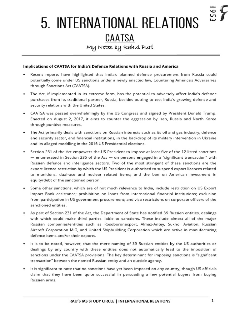 CAATSA Final Fully Merged | PDF | Joint Comprehensive Plan Of Action ...