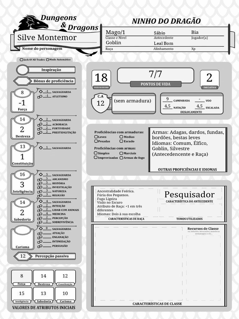 Ficha Extendida Ninho Do Dragao | PDF