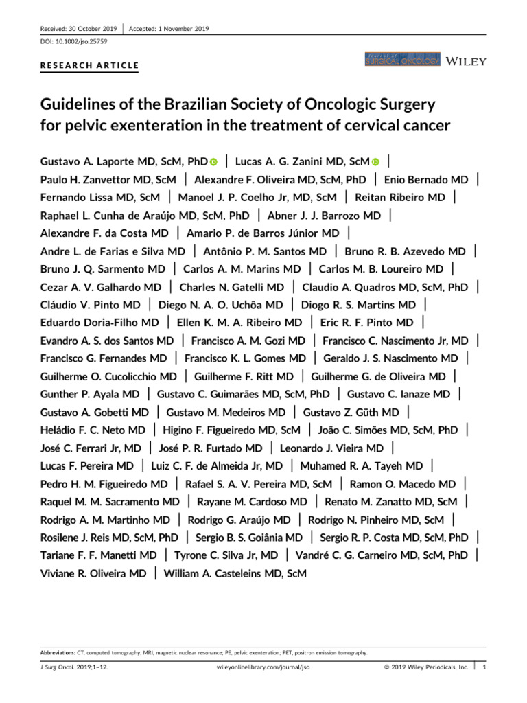 Pelvic Exenteration Guidelines for Cervical Cancer | PDF | Surgery | Cancer
