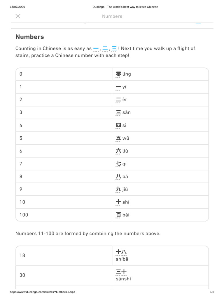 duolingo - numbers | PDF | Renminbi | Financial Markets